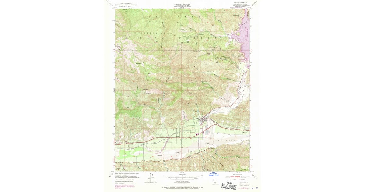 1952 Map of Piru, CA — High-Res, 1970 Print | Pastmaps
