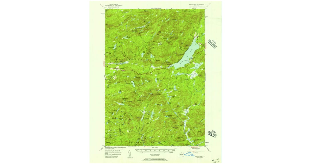 1954 Map of Piseco Lake, Hamilton County, NY — High-Res | Pastmaps