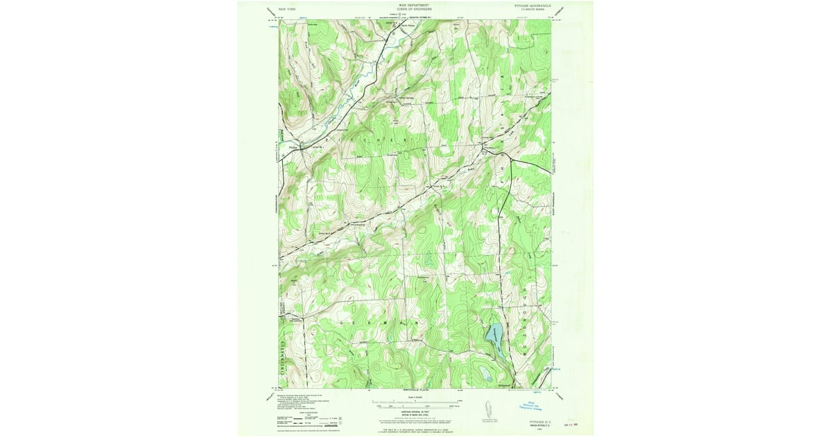 1943 Map of Pitcher, Chenango County, NY — High-Res | Pastmaps