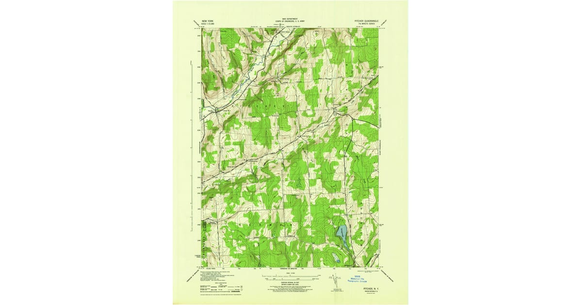 1944 Map of Pitcher, Chenango County, NY — High-Res | Pastmaps
