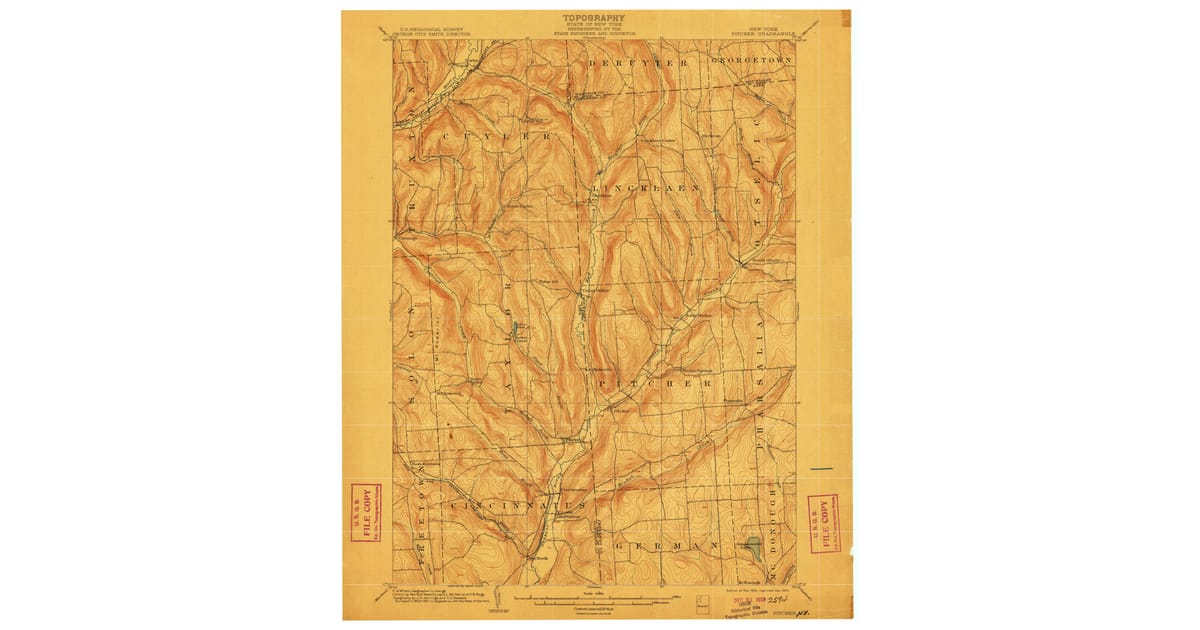 1904 Map of Pitcher, Cortland County, NY — High-Res, 1910 Print | Pastmaps