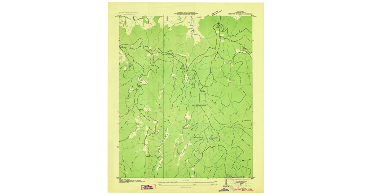 1936 Map of Pitcher Ridge, Franklin County, TN — High-Res | Pastmaps