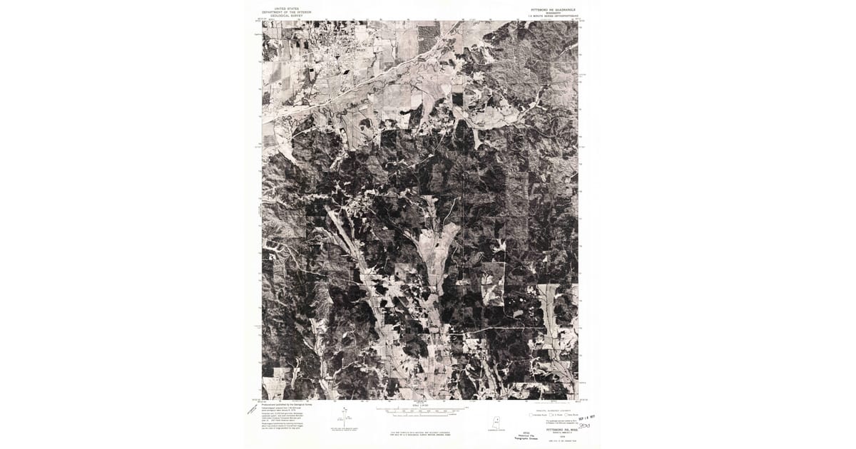 1976 Map of Pittsboro NE, Calhoun County, MS — High-Res | Pastmaps