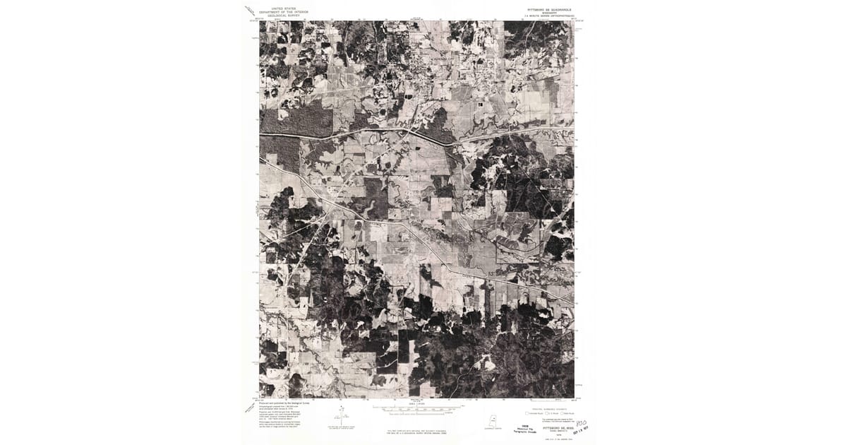 1976 Map of Pittsboro SE, Calhoun County, MS — High-Res | Pastmaps