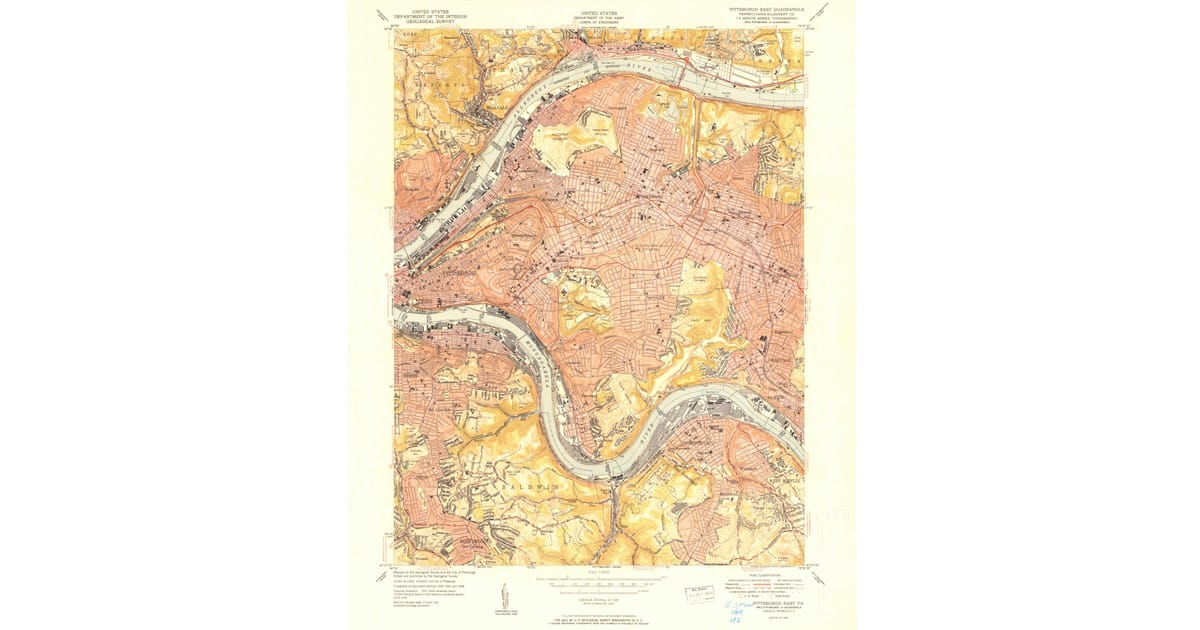 1951 Map of Pittsburg East, Allegheny County, PA — High-Res | Pastmaps