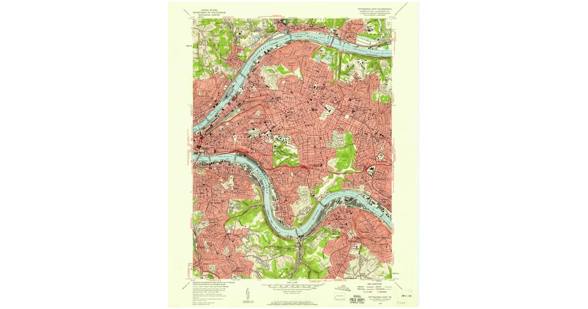 1956 Map of Pittsburgh East, Allegheny County, PA — High-Res | Pastmaps