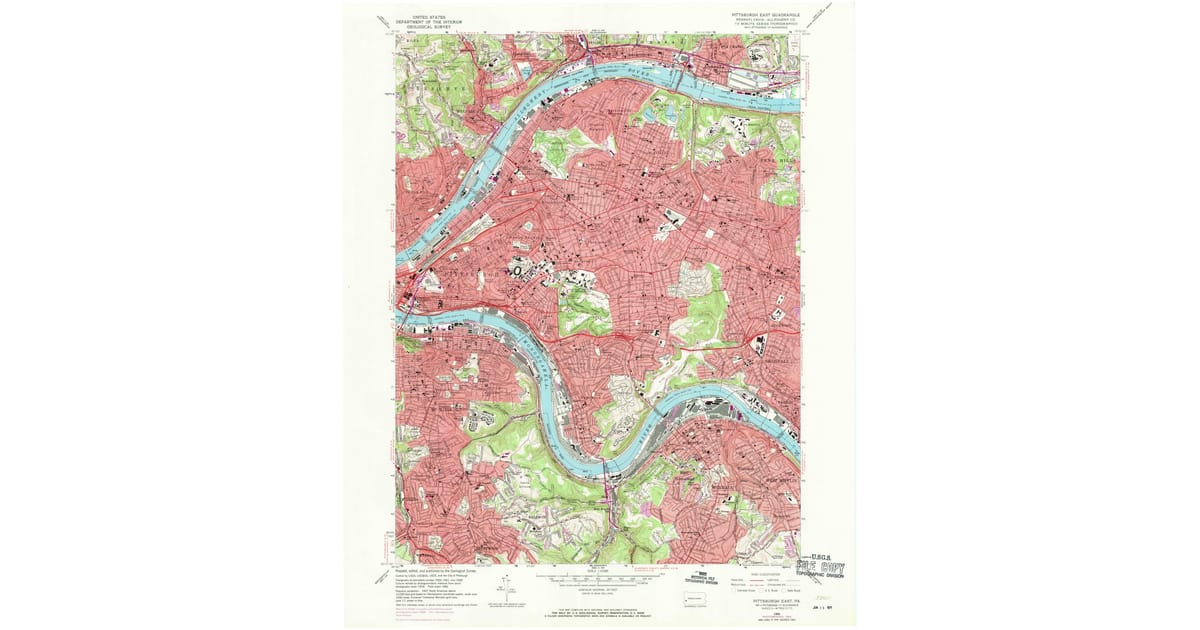 1960 Map of Pittsburgh East, Allegheny County, PA — High-Res, 1971 ...