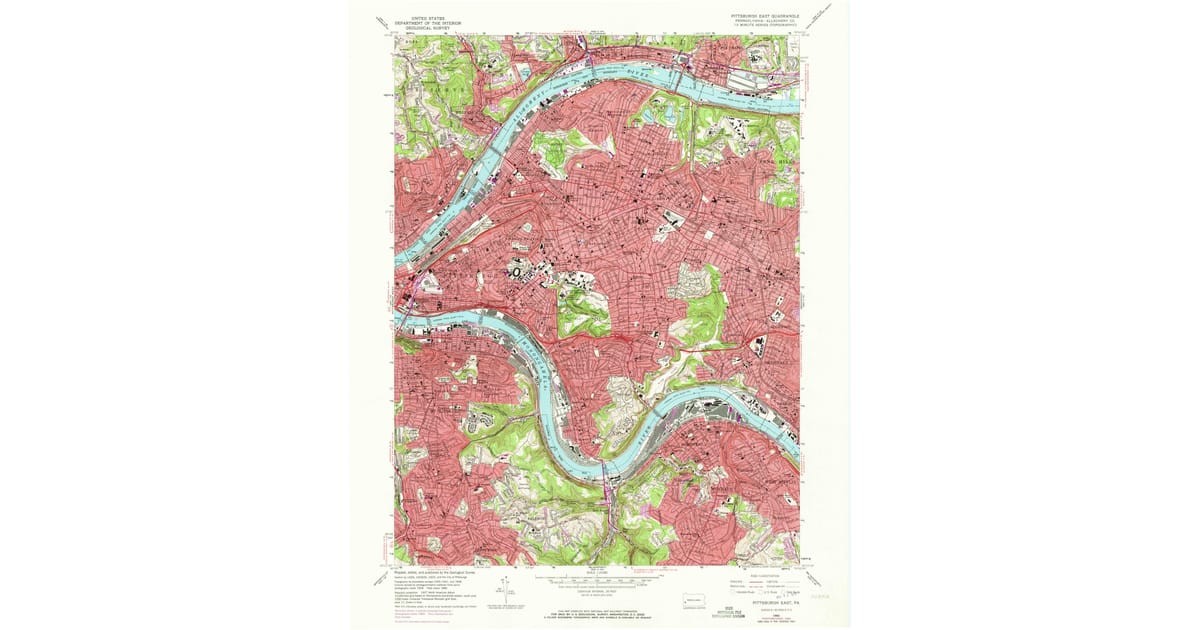 1960 Map of Pittsburgh East, Allegheny County, PA — High-Res, 1973 ...