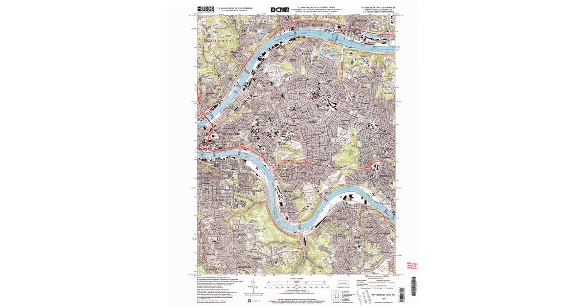 1997 Map of Pittsburgh East, Allegheny County, PA — High-Res | Pastmaps