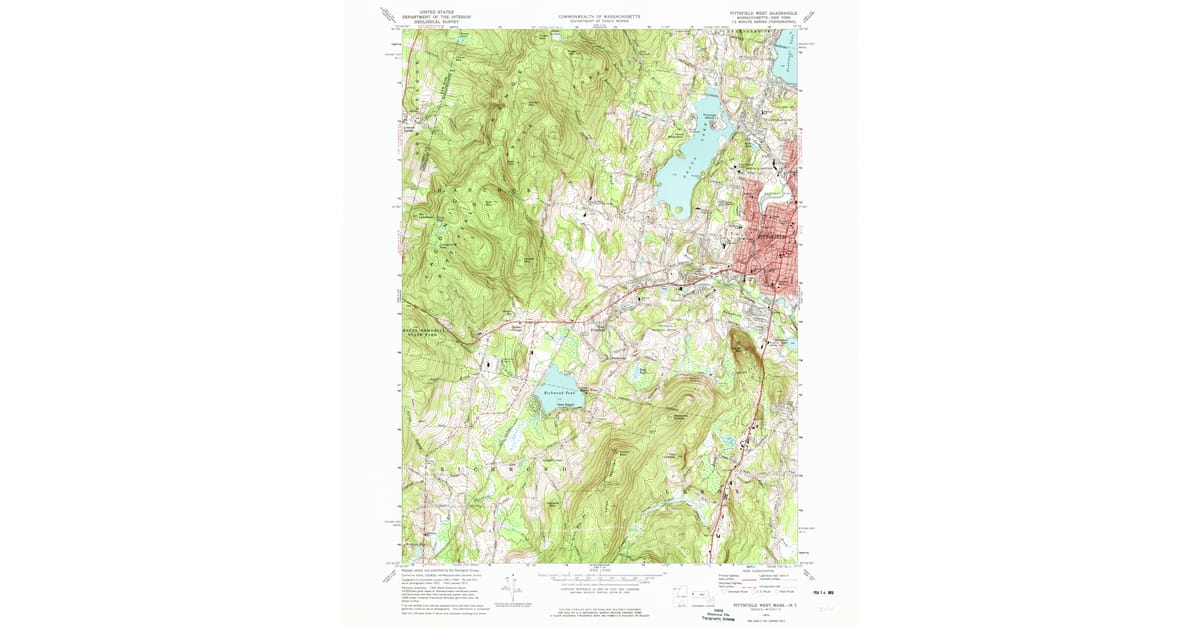 1973 Map of Pittsfield West, Berkshire County, MA — High-Res | Pastmaps