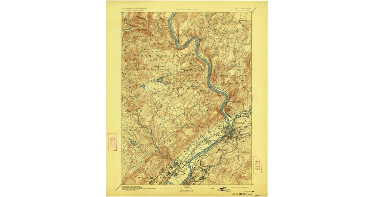 1893 Map of Pittston, PA — High-Res, 1923 Print | Pastmaps