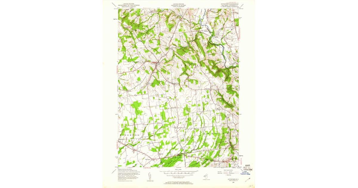 1955 Map of Pittstown, Hunterdon County, NJ — High-Res, 1960 Print ...