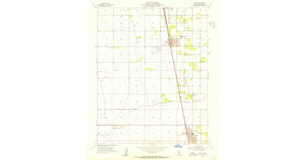1954 Map of Pixley, CA — High-Res | Pastmaps