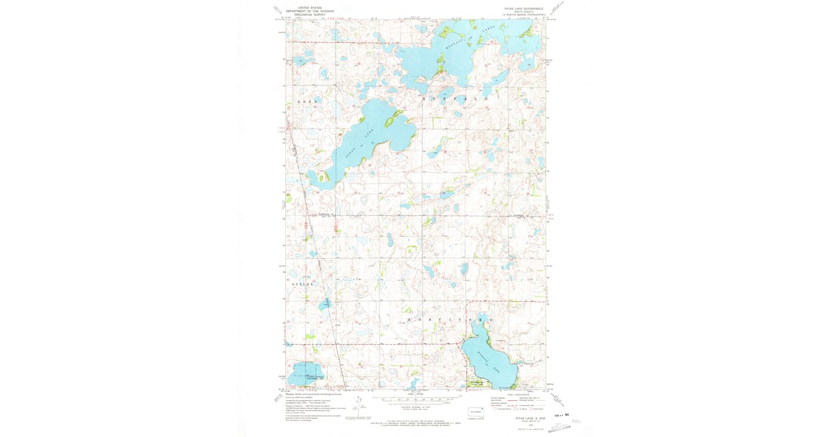 1970 Map of Piyas Lake, Marshall County, SD — High-Res | Pastmaps