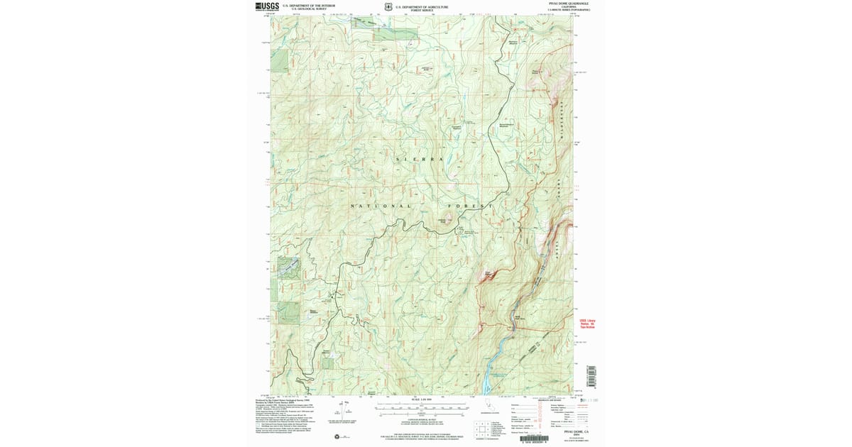 2004 Map of Piyau Dome, Madera County, CA — High-Res | Pastmaps