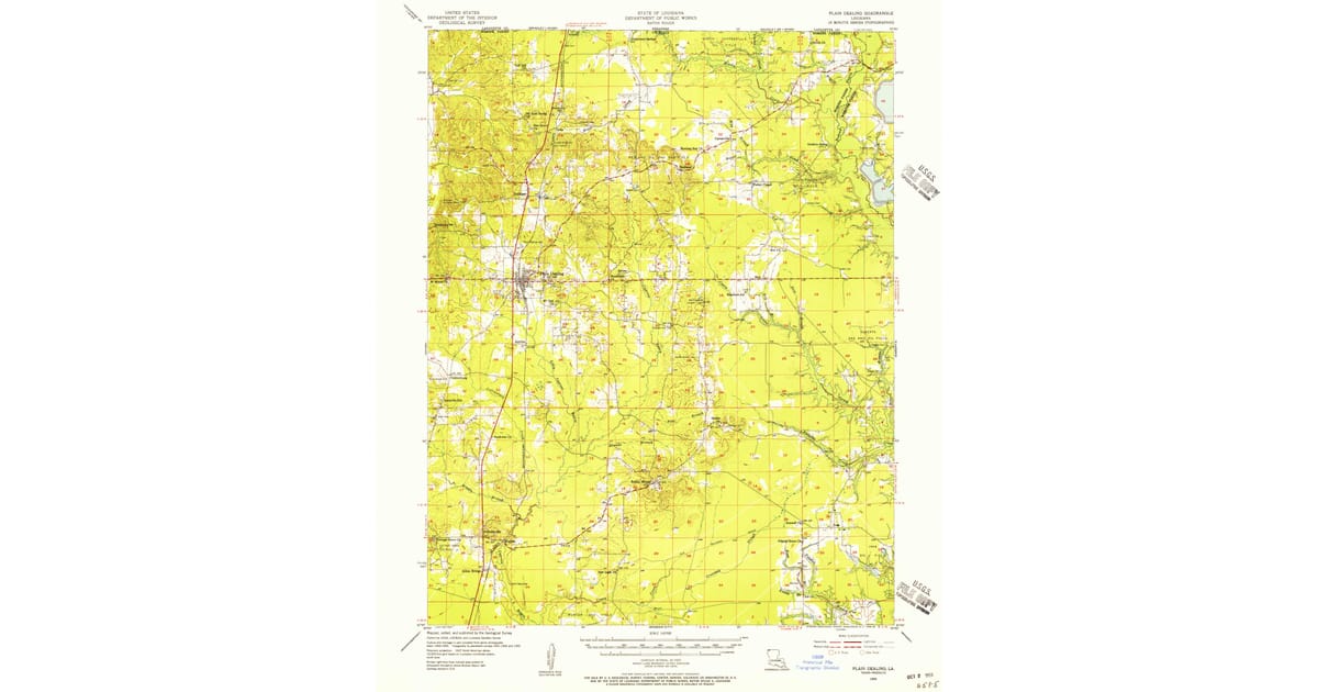 1955 Map of Plain Dealing, LA — High-Res | Pastmaps