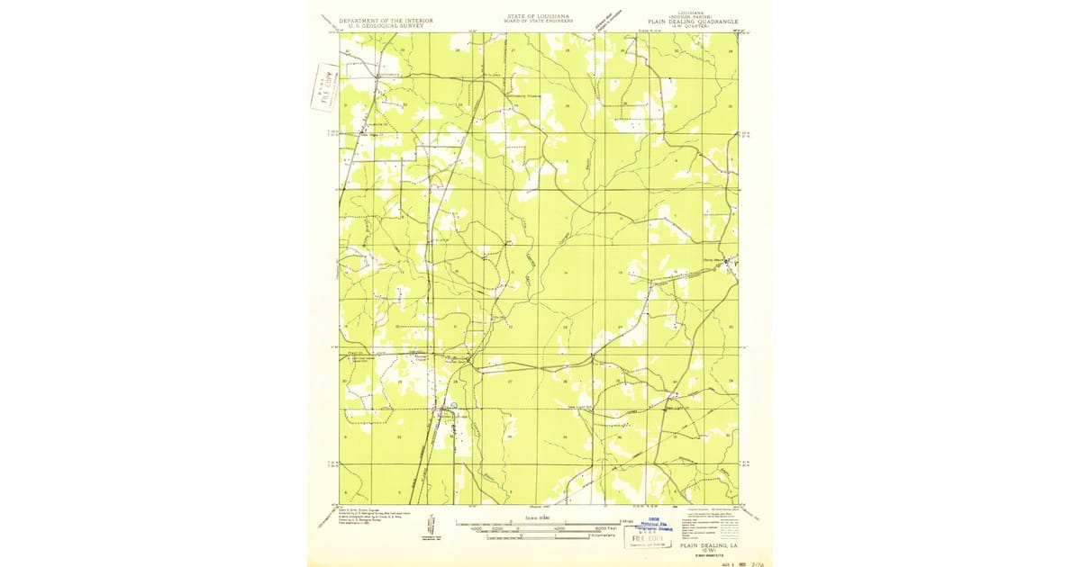 1950 Map of Plain Dealing SW, Bossier Parish, LA — High-Res | Pastmaps