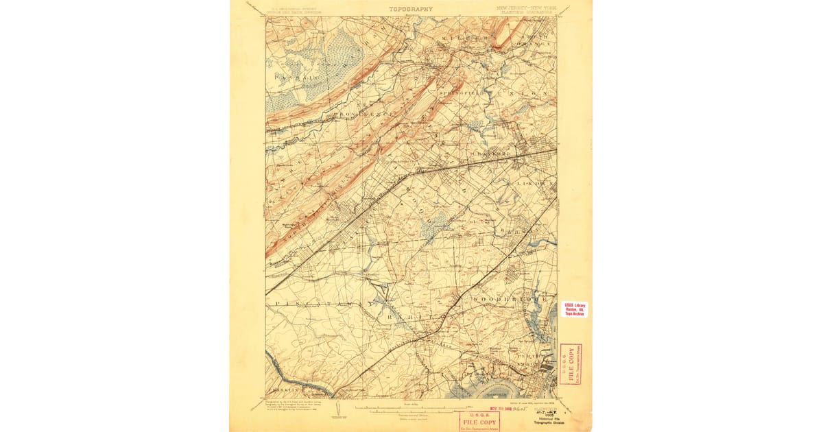1905 Map of Plainfield, NJ — High-Res, 1908 Print | Pastmaps