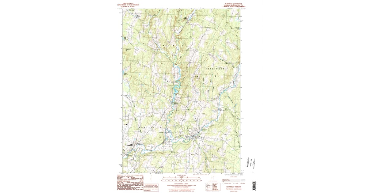 1986 Map of Plainfield, Washington County, VT — High-Res | Pastmaps