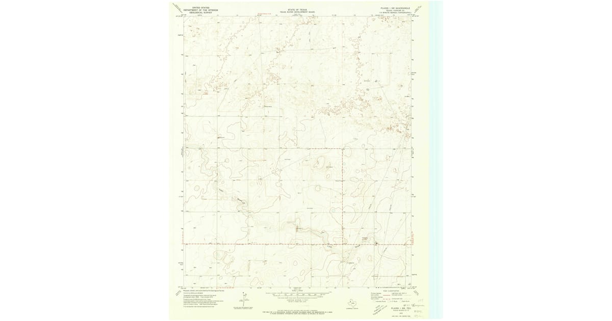 1970 Map of Plains 1 SW, Yoakum County, TX — High-Res | Pastmaps
