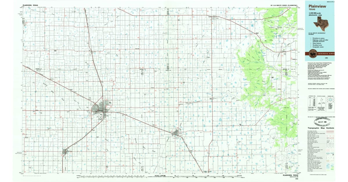 1985 Map of Plainview, TX — High-Res | Pastmaps
