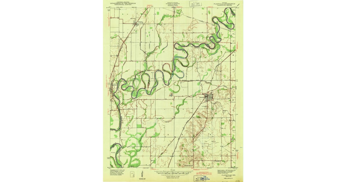 1943 Map of Plainville, IN — High-Res | Pastmaps