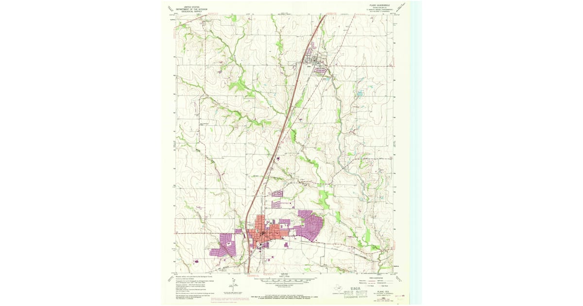 1960 Map of Plano, TX — High-Res, 1969 Print | Pastmaps