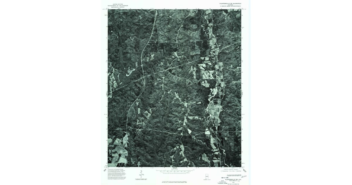 1975 Map of Plantersville SW, Dallas County, AL — High-Res | Pastmaps