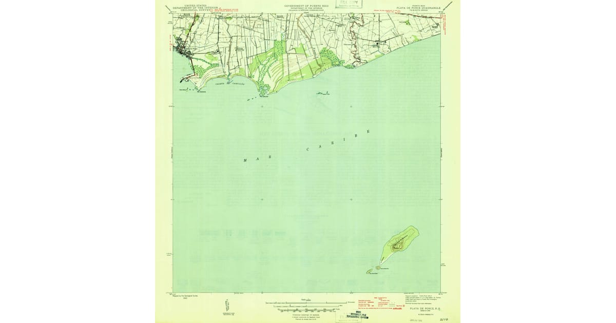 1945 Map of Playa De Ponce, Ponce Municipio, PR — High-Res, 1945 Print ...