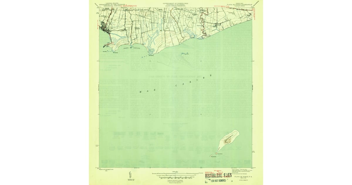 1945 Map of Playa De Ponce, Ponce Municipio, PR — High-Res, 1945 Print ...