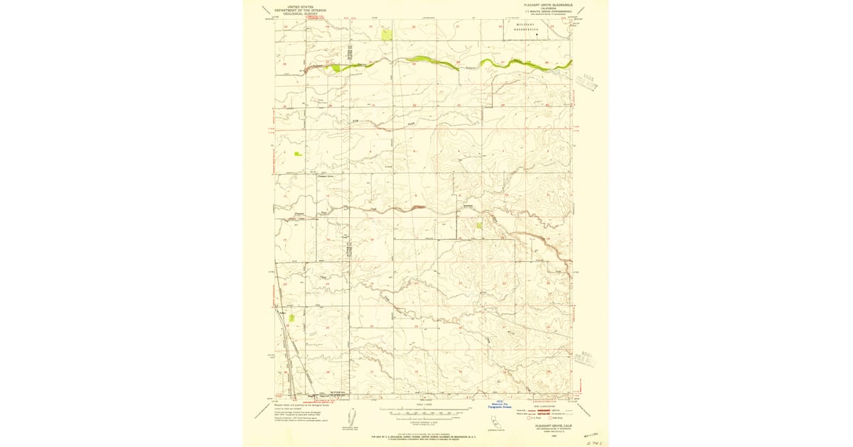 1953 Map of Pleasant Grove, Placer County, CA — High-Res | Pastmaps