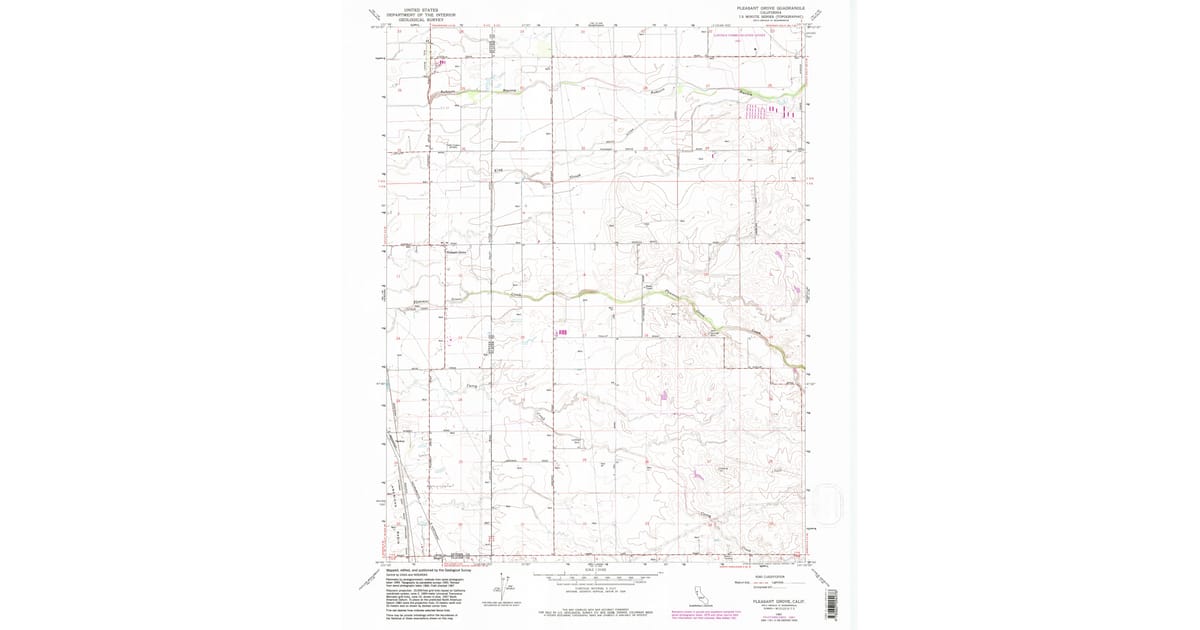 1967 Map of Pleasant Grove, Placer County, CA — High-Res, 1981 Print ...