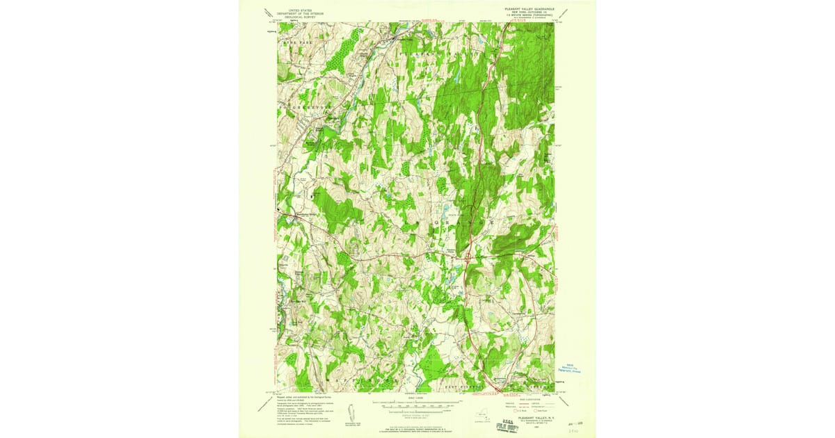 1957 Map of Pleasant Valley, Dutchess County, NY — High-Res | Pastmaps