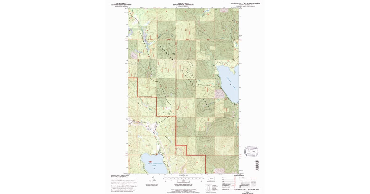 1994 Map of Pleasant Valley Mountain, Flathead County, MT — High-Res ...