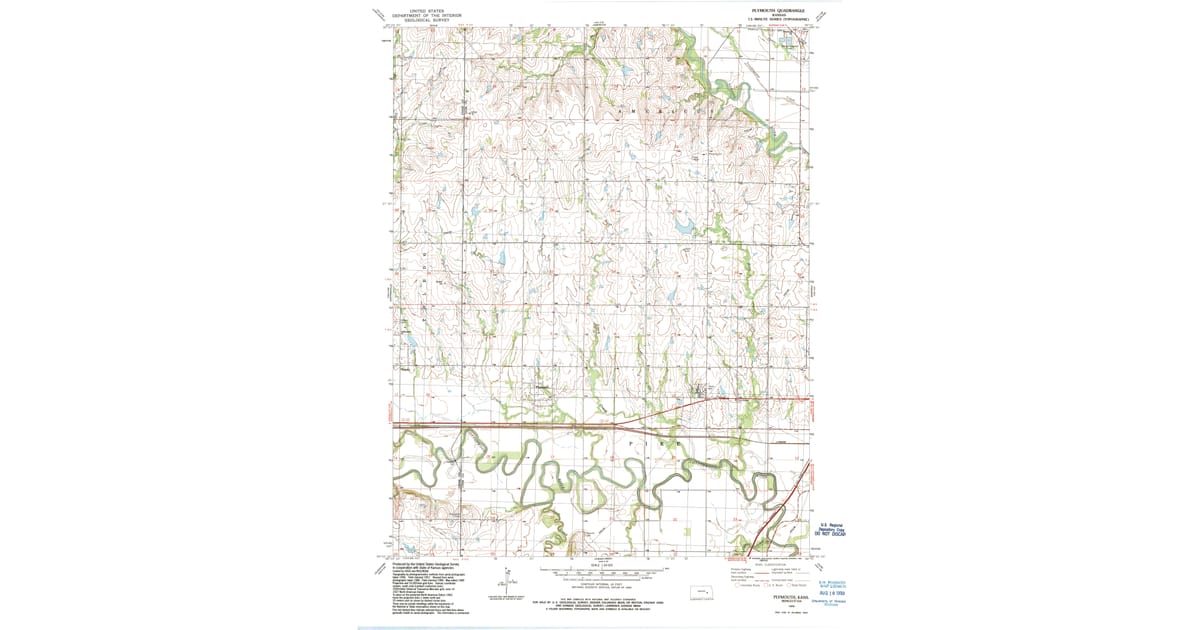 1989 Map of Plymouth, Lyon County, KS — High-Res | Pastmaps