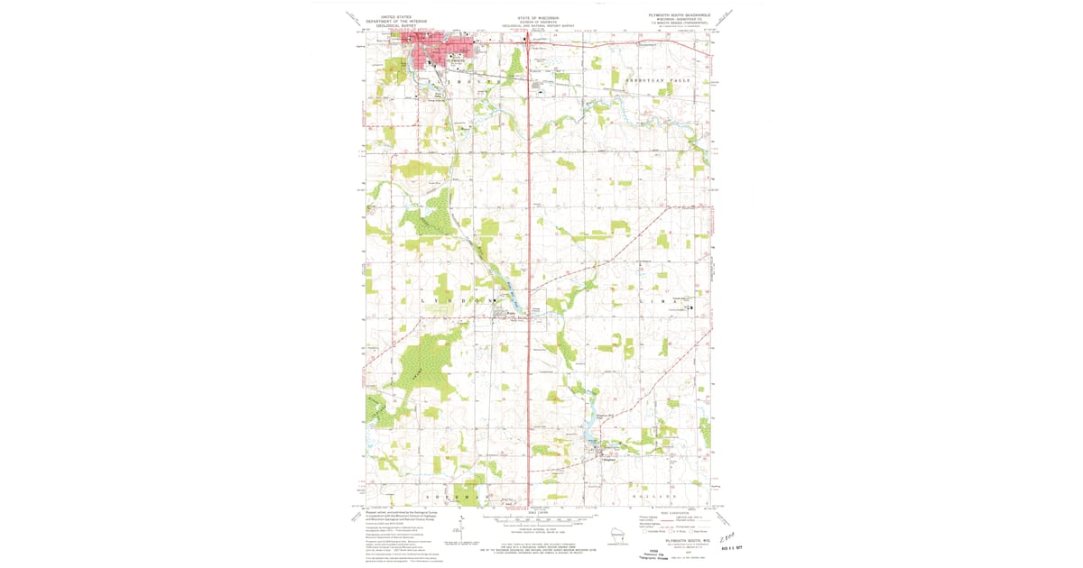 1974 Map of Plymouth South, Sheboygan County, WI — High-Res | Pastmaps