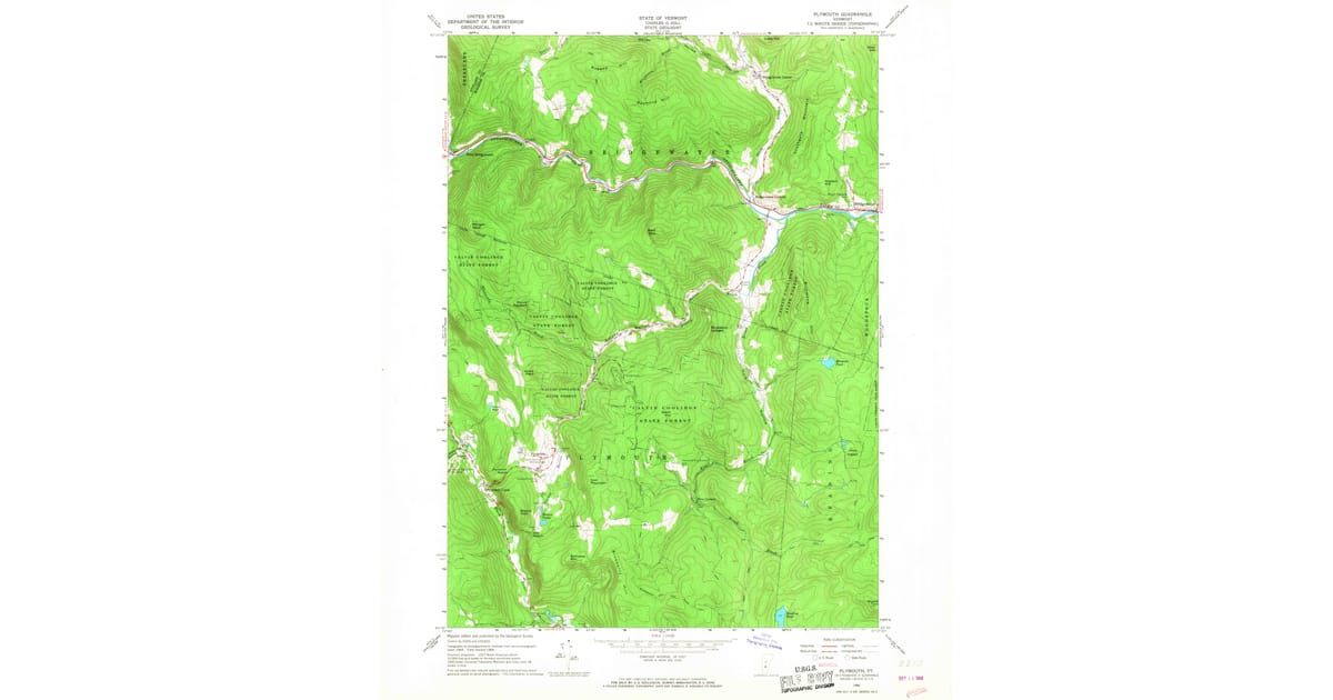1966 Map of Plymouth, Windsor County, VT — High-Res | Pastmaps