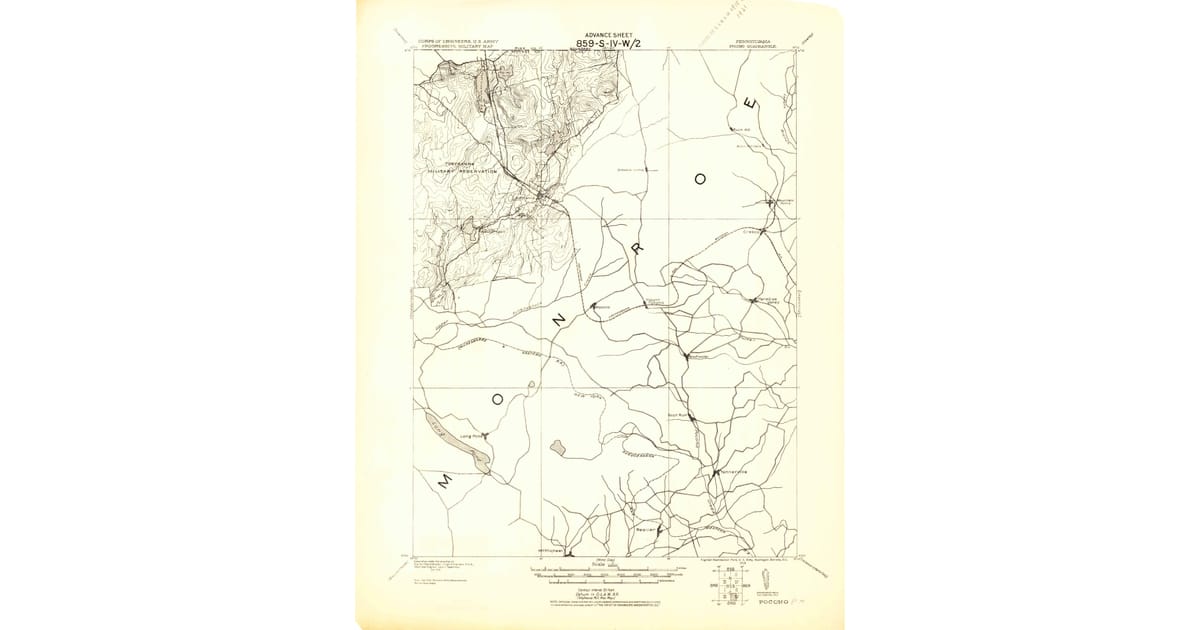 1919 Map of Pocono, Monroe County, PA — High-Res | Pastmaps