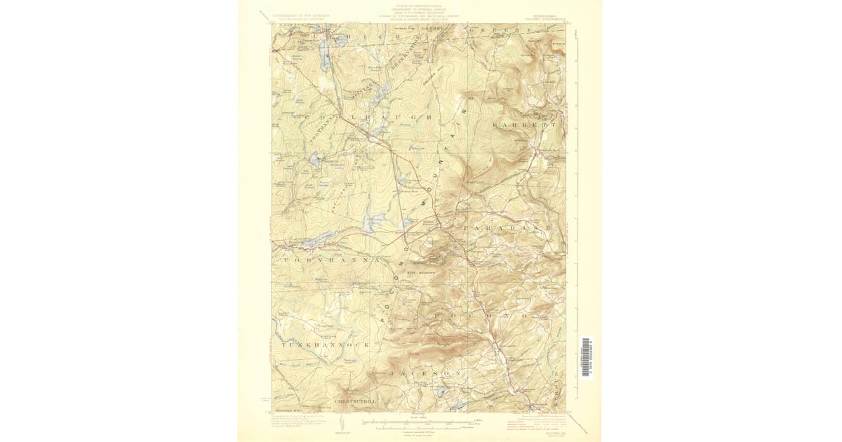1923 Map of Pocono, Monroe County, PA — High-Res | Pastmaps