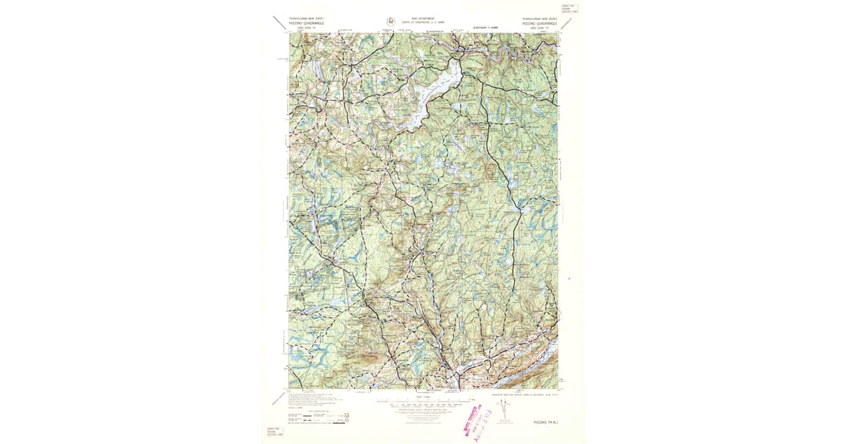 1959 Map of Pocono, Monroe County, PA — High-Res | Pastmaps