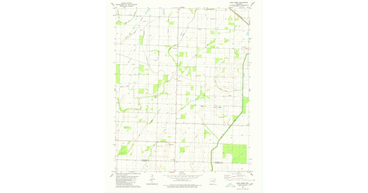 1980 Map of Podo Creek, Lawrence County, AR — High-Res | Pastmaps