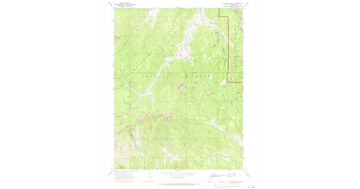 1966 Map of Podunk Creek, Kane County, UT — High-Res | Pastmaps