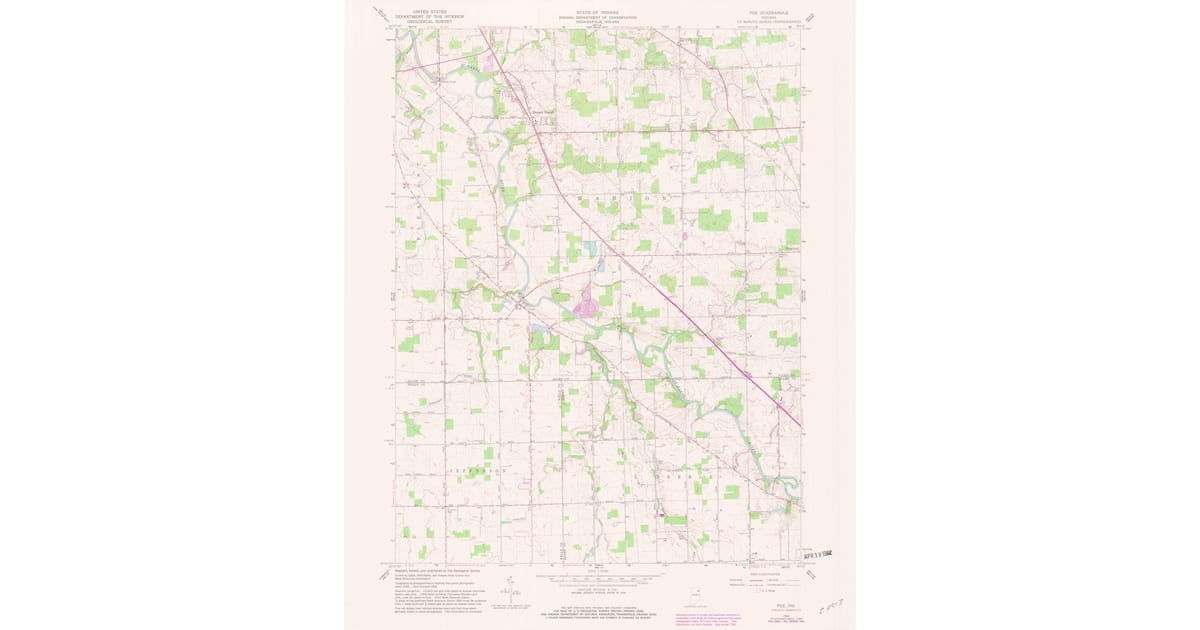 1962 Map of Poe, Allen County, IN — High-Res, 1982 Print | Pastmaps