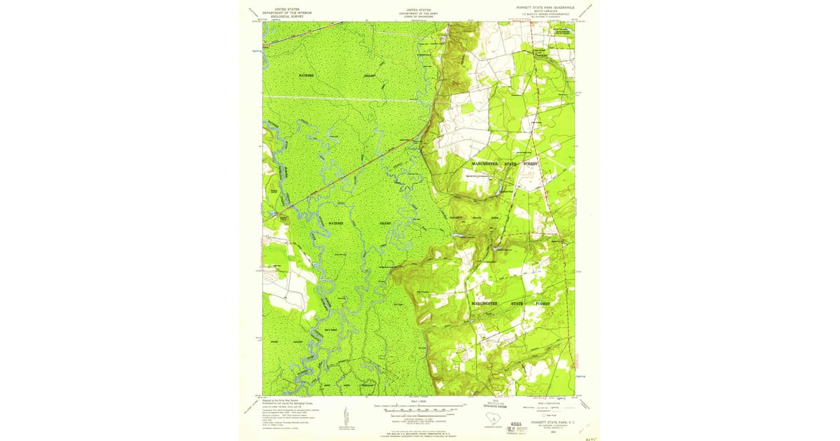 1953 Map of Poinsett State Park, Sumter County, SC — High-Res | Pastmaps