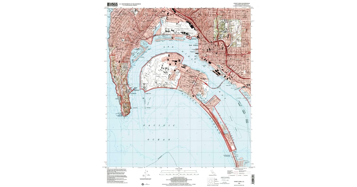1996 Map of Point Loma, California — High-Res | Pastmaps