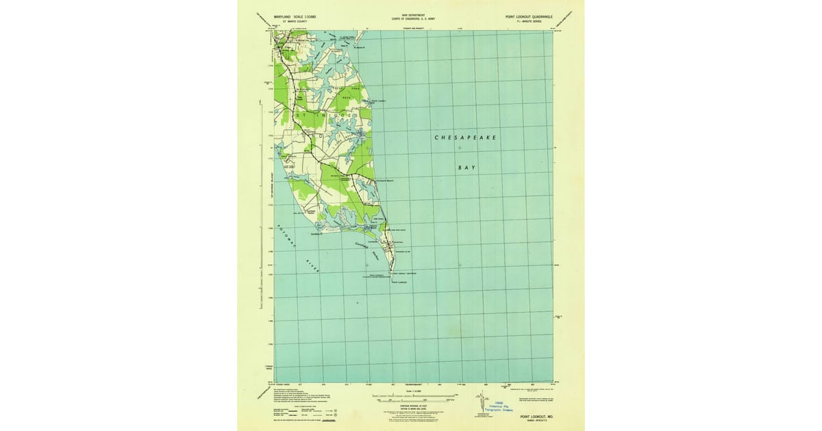 1943 Map of Point Lookout, St. Mary's County, MD — High-Res | Pastmaps