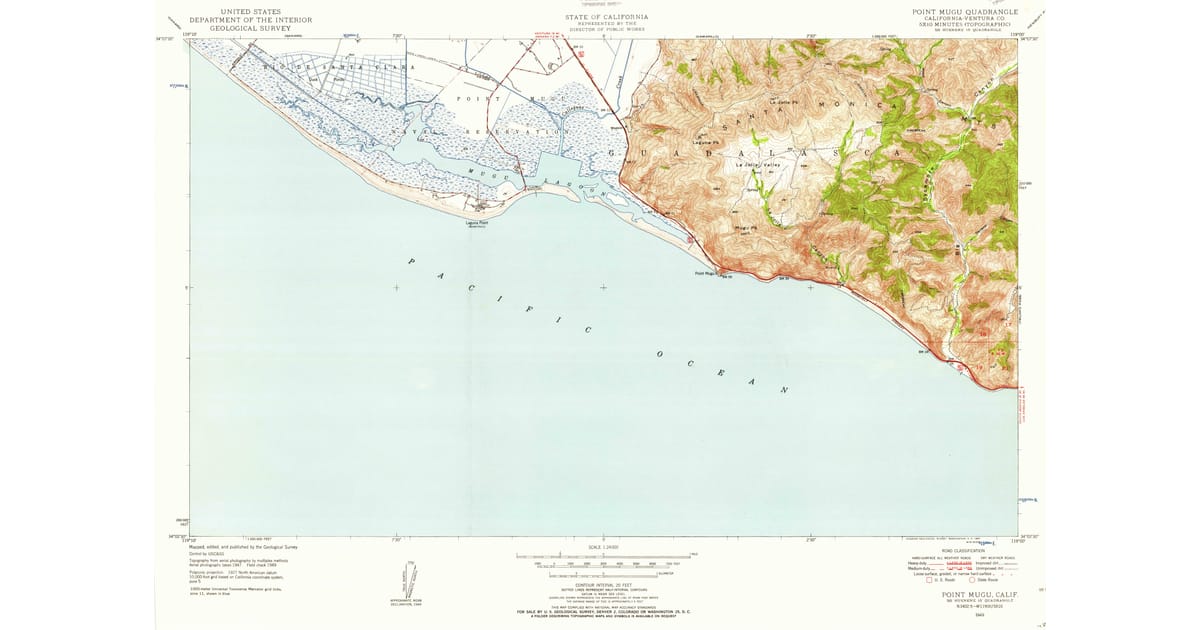 1949 Map of Point Mugu, Ventura County, CA — High-Res | Pastmaps