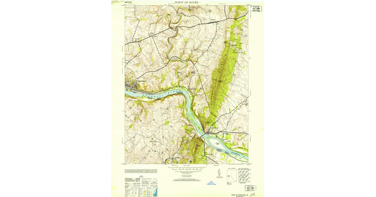 1953 Map of Point Of Rocks, Frederick County, MD — High-Res, 1953 Print ...