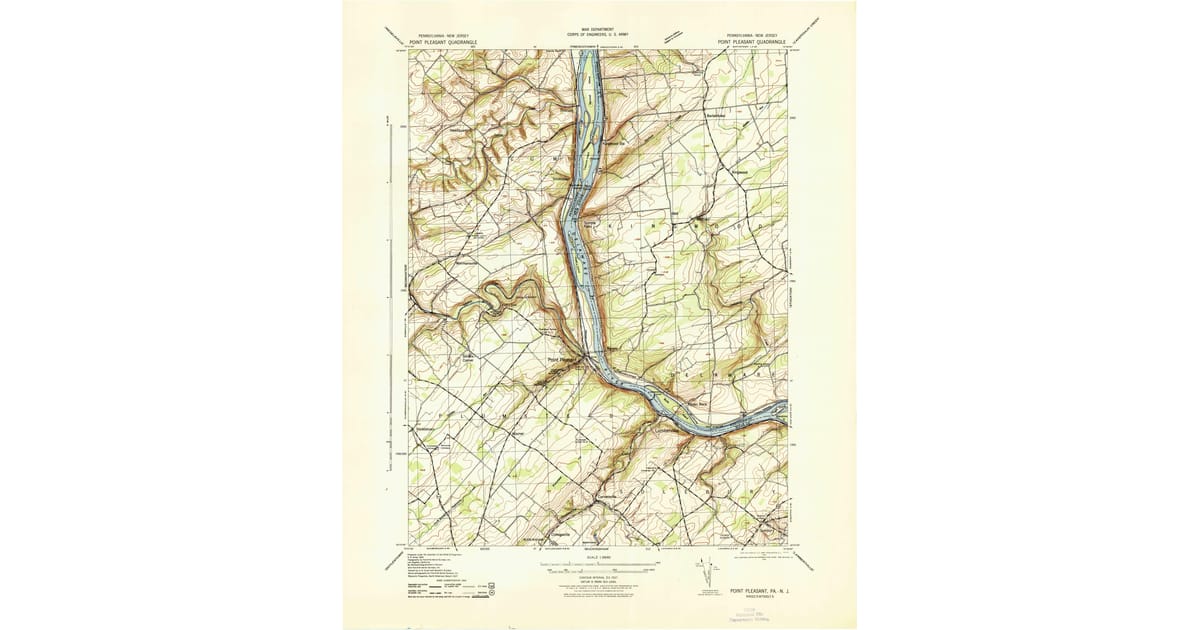 1943 Map of Point Pleasant, Bucks County, PA — High-Res | Pastmaps