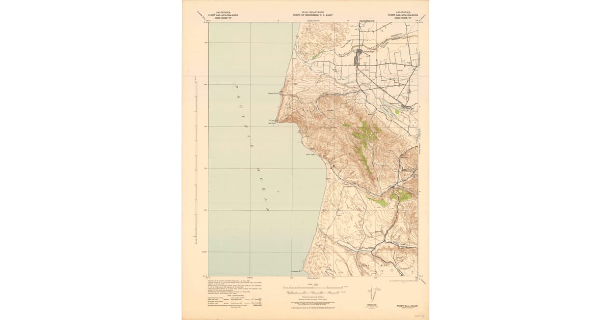 1942 Map of Point Sal, Santa Barbara County, CA — High-Res | Pastmaps